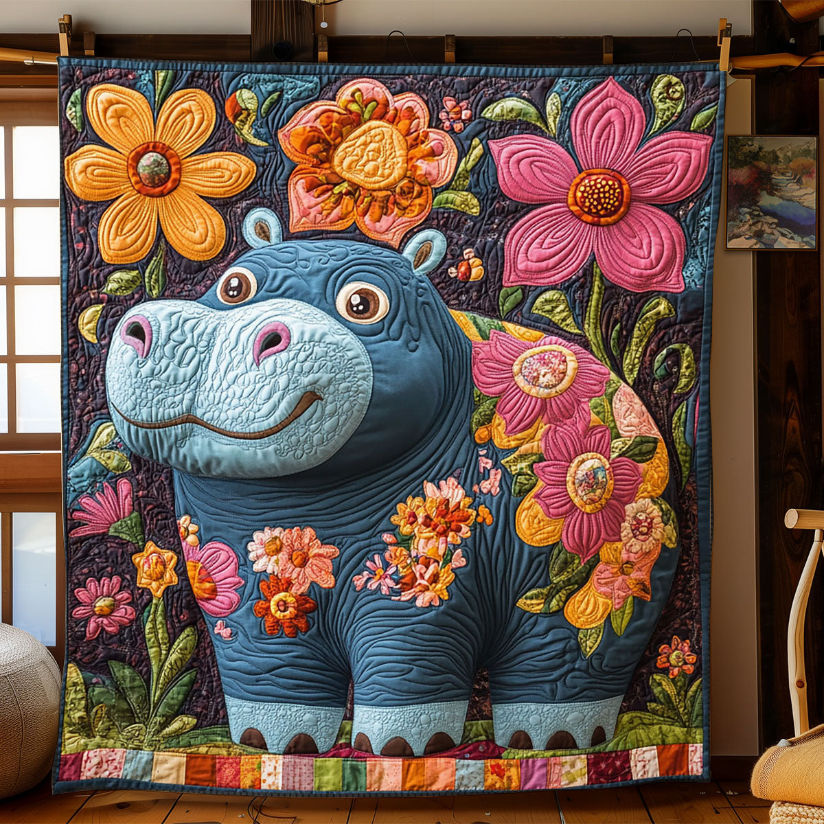 Folkloric Hippo WJ1801014CL Quilt – SnuggleDen