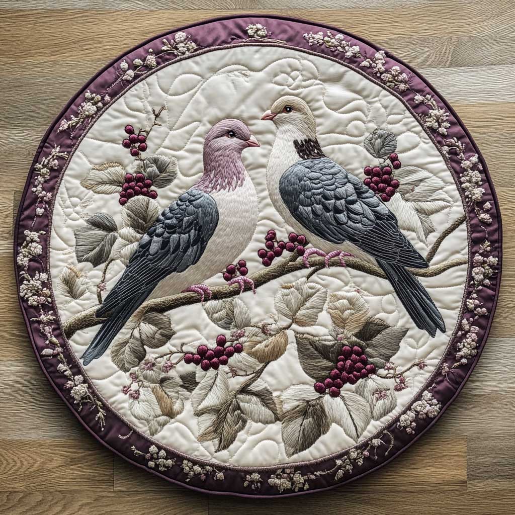 Woodland Doves WN2105067CL Quilted Round Mat – SnuggleDen