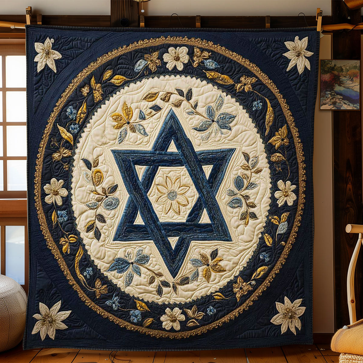Golden Jewish Star WN2203041CL Quilt – SnuggleDen